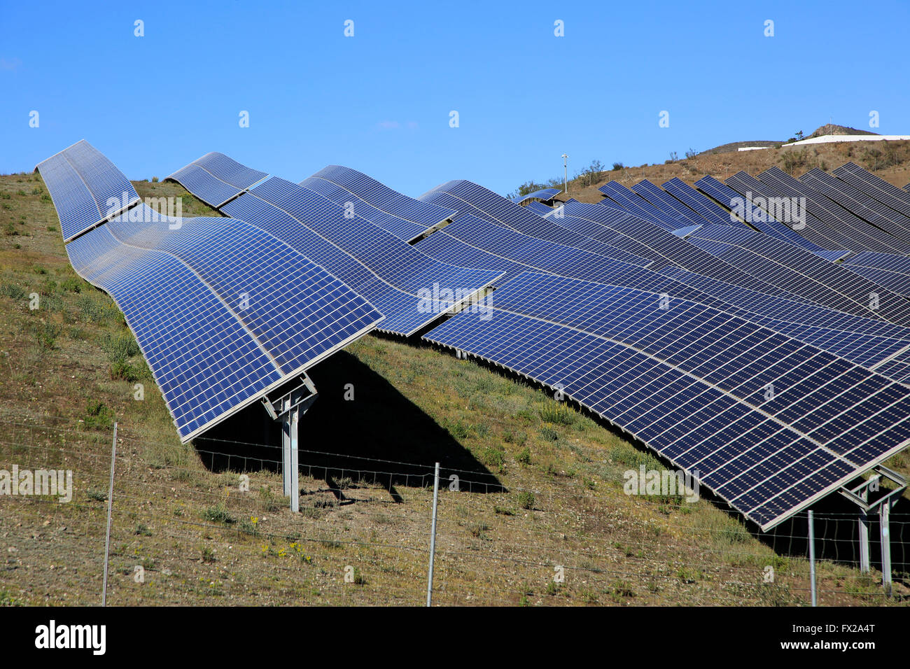 Array of solar panels on a bright sunny day, Sierra Alhamilla, near ...