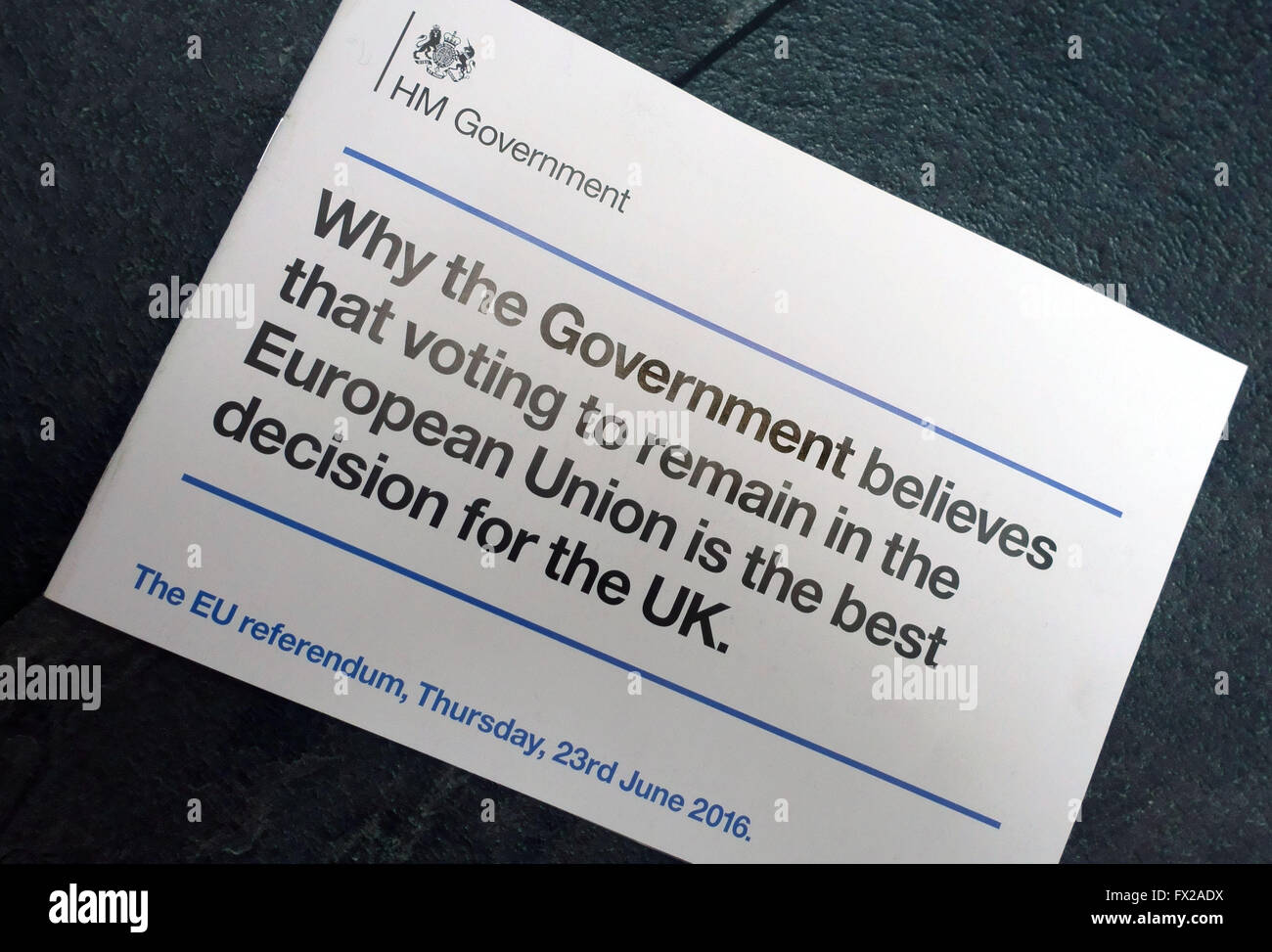 Government leaflet in favour of staying in the EU, London Stock Photo ...