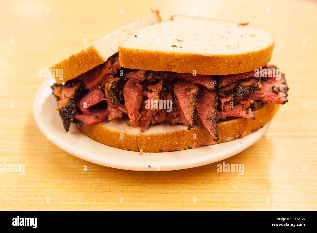 Beef pastrami sandwich at Katz's Deli, A Delicatessen diner on the ...