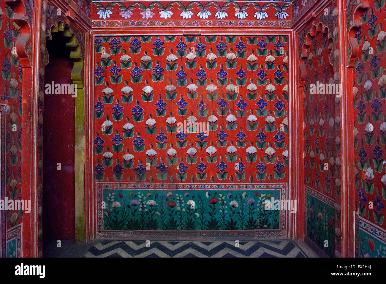 Red interior City Palace Udaipur Stock Photo - Alamy