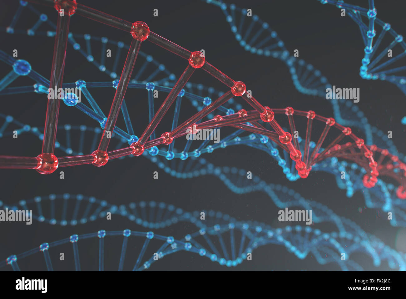 Digital illustration of several glassy DNA chains Stock Photo - Alamy