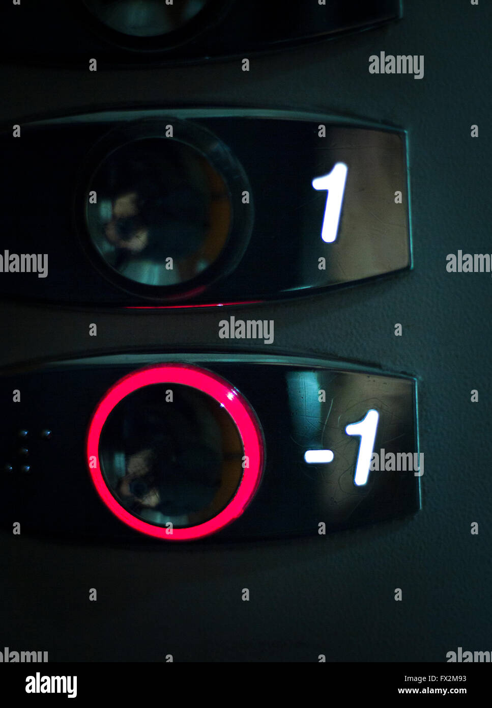 Elevator lift light buttons showing the numbers of floors Stock Photo ...