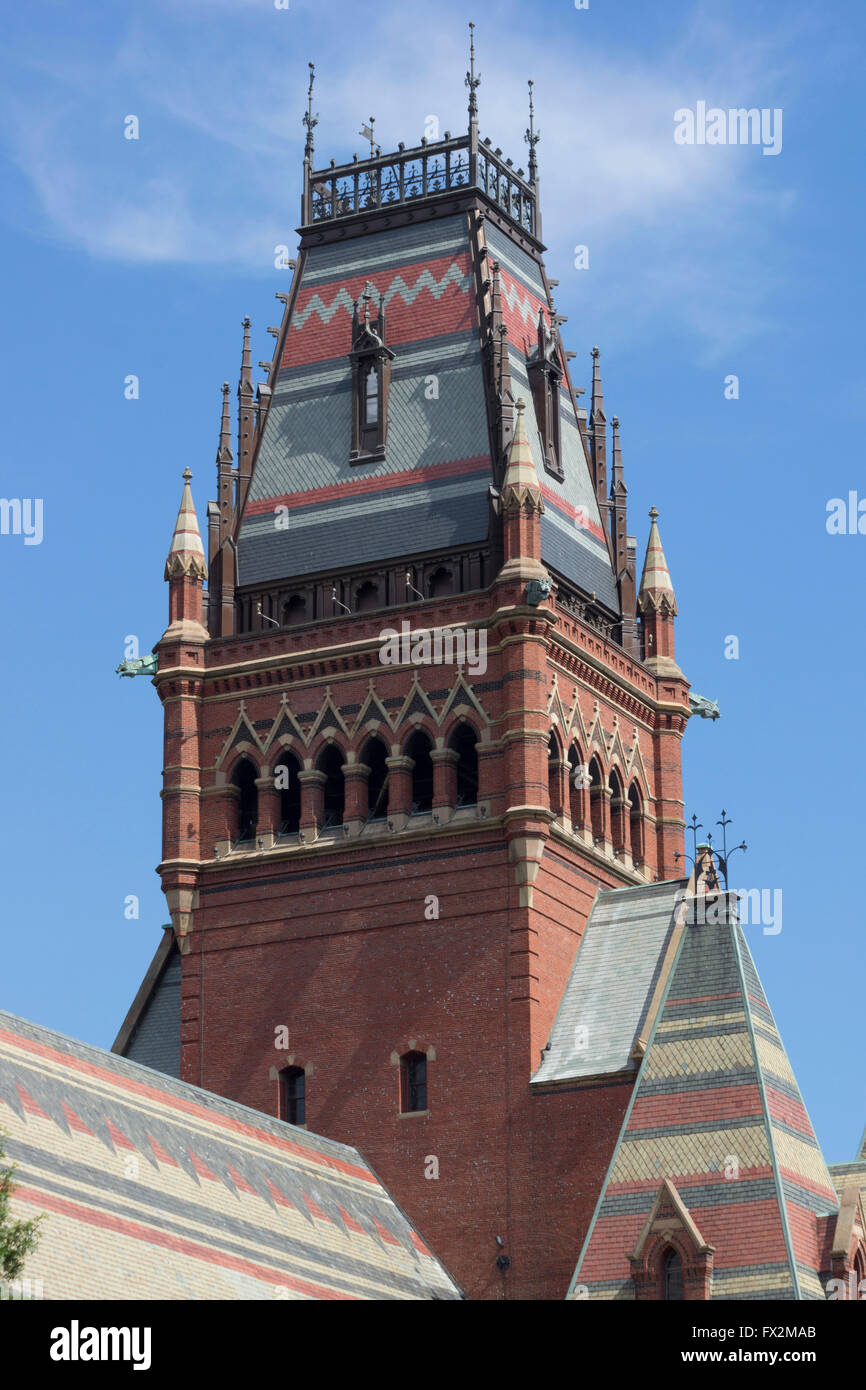 The tower of Harvard Memorial Hall, Harvard University, Cambridge ...
