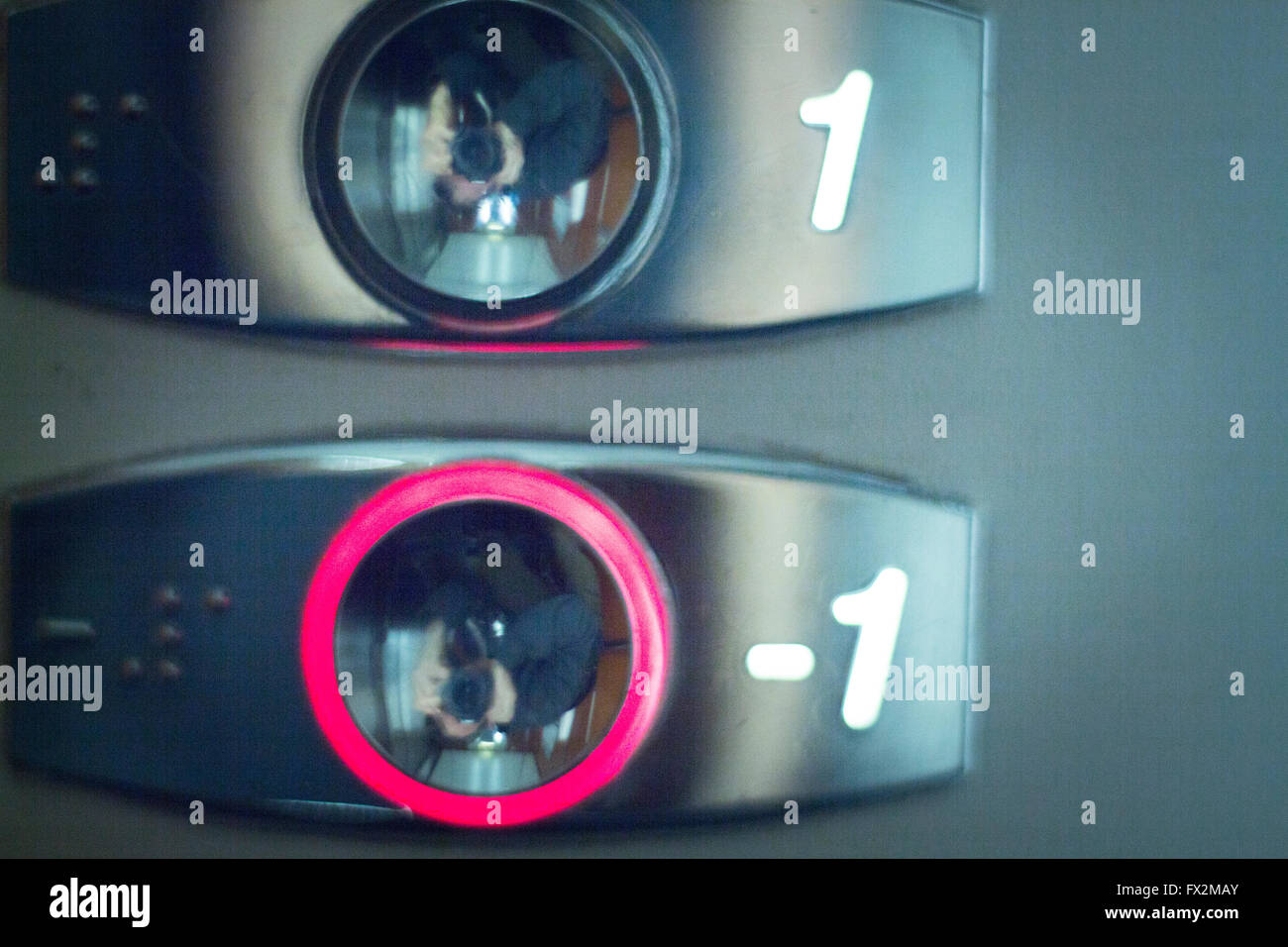 Elevator lift light buttons showing the numbers of floors Stock Photo ...