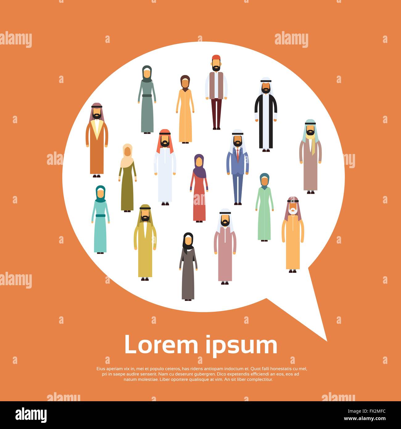 Arab Businesspeople Group Chat Bubble Shape Communication Concept ...