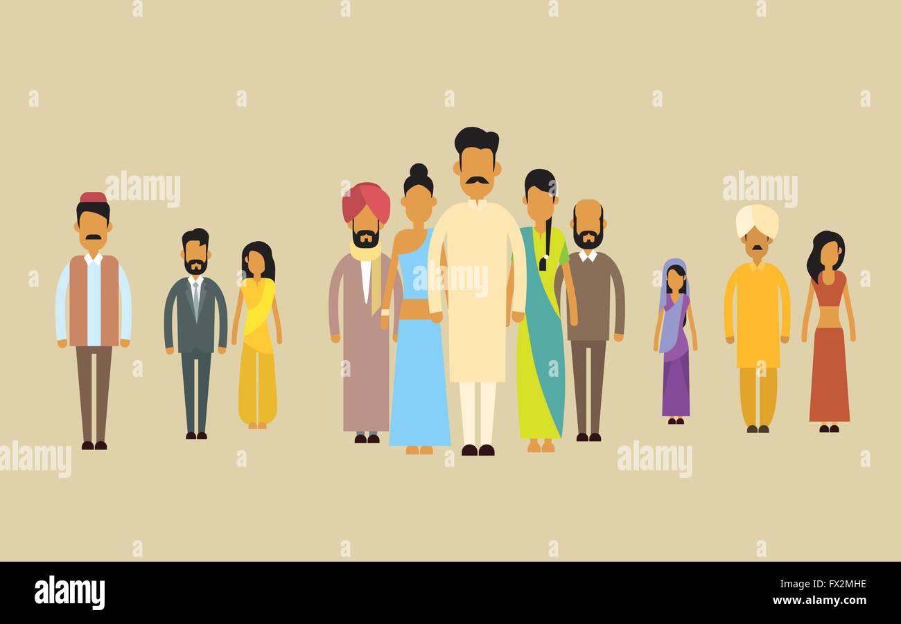 Indian Business People Group, India Team With Leader Stock Vector Image ...