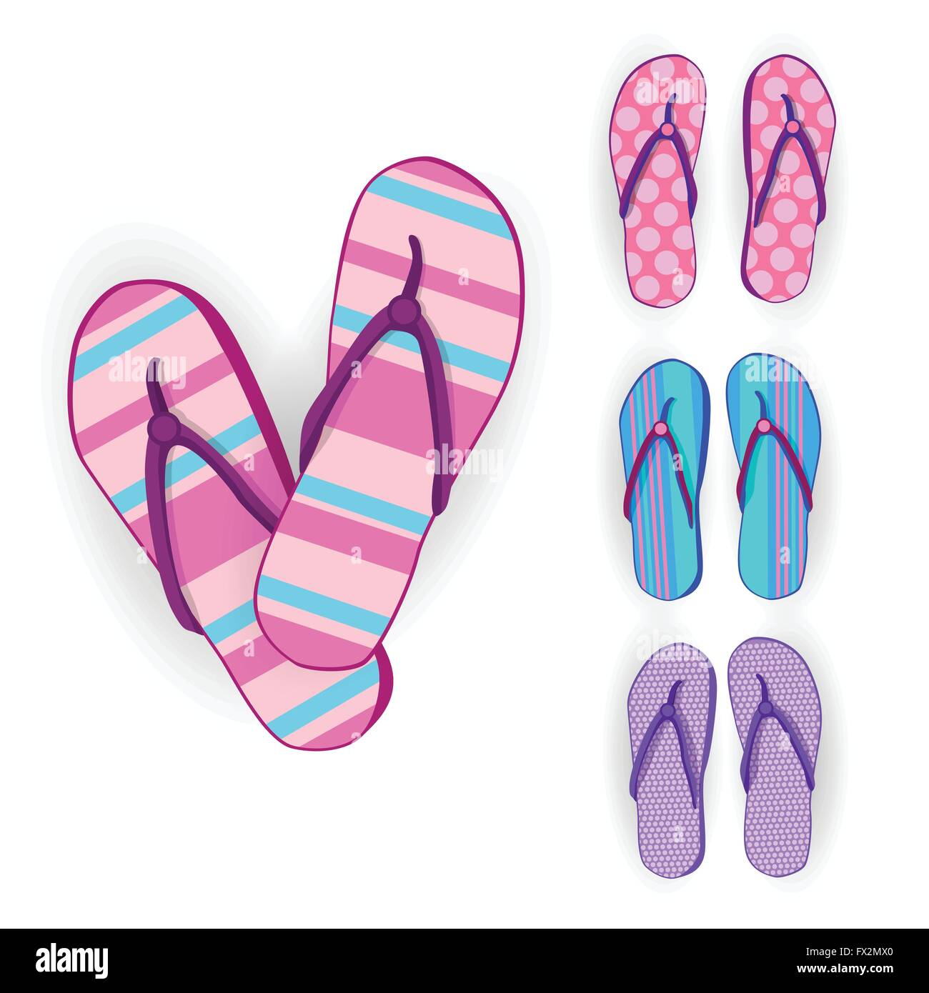 Flip Flops Icon Summer Slippers Foot Wear Set Collection Stock Vector Image & Art - Alamy