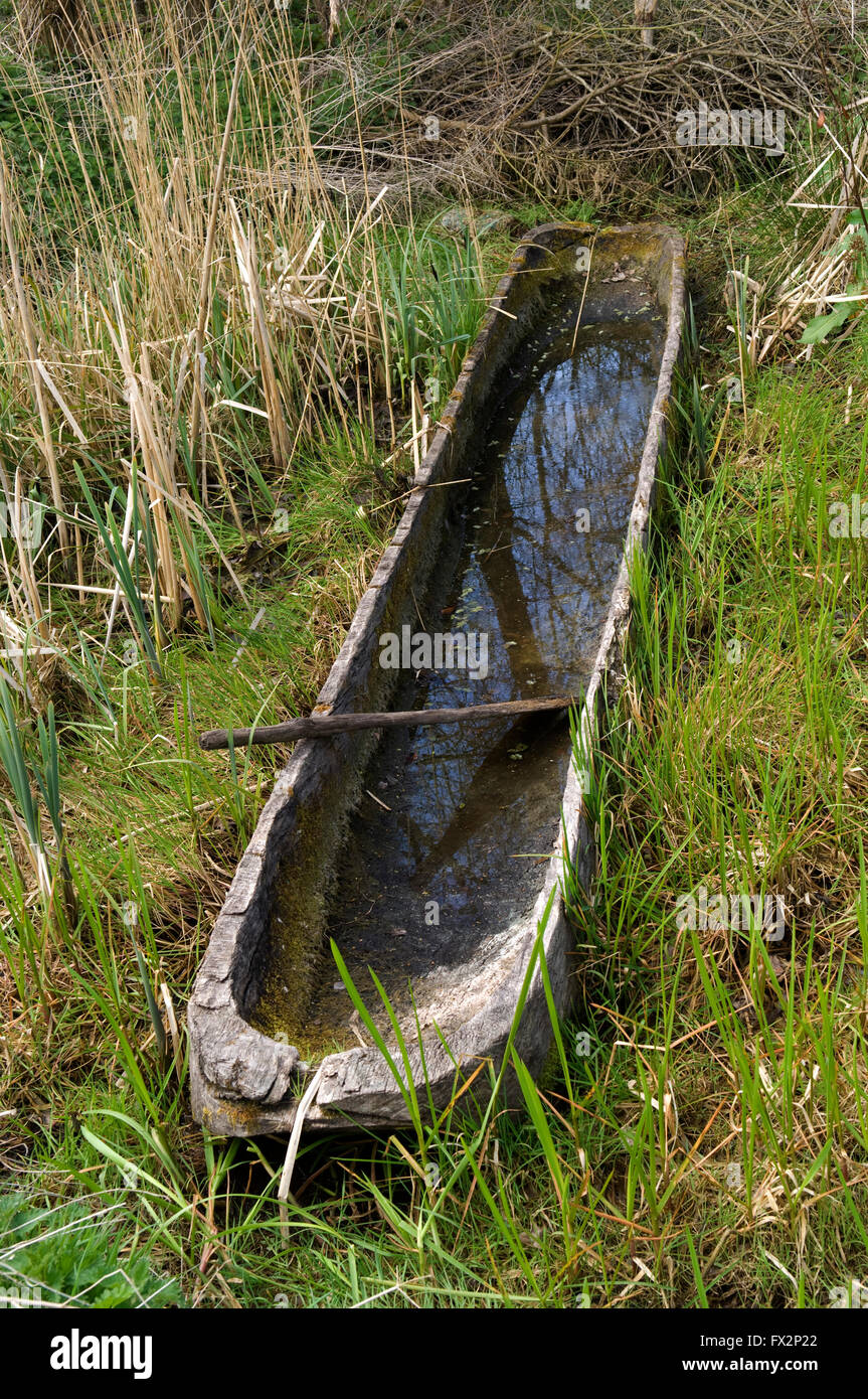 Recreation of the round houses,dugout canoe and Sweet Track of the Iron ...