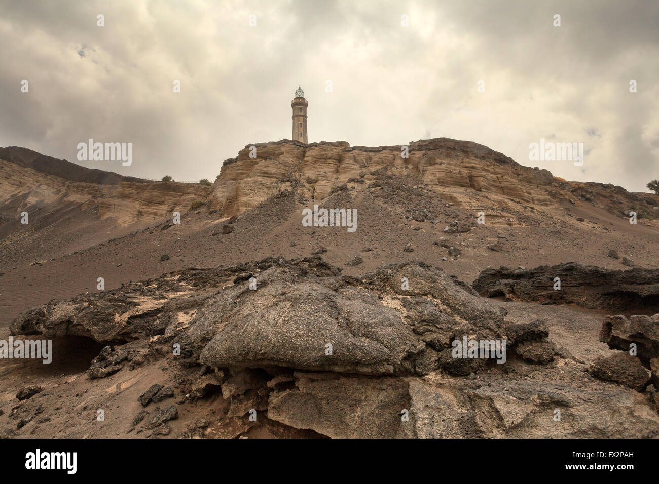 Lighthouse of Capelinhos on Faial Island, Azores, Portugal Stock Photo ...