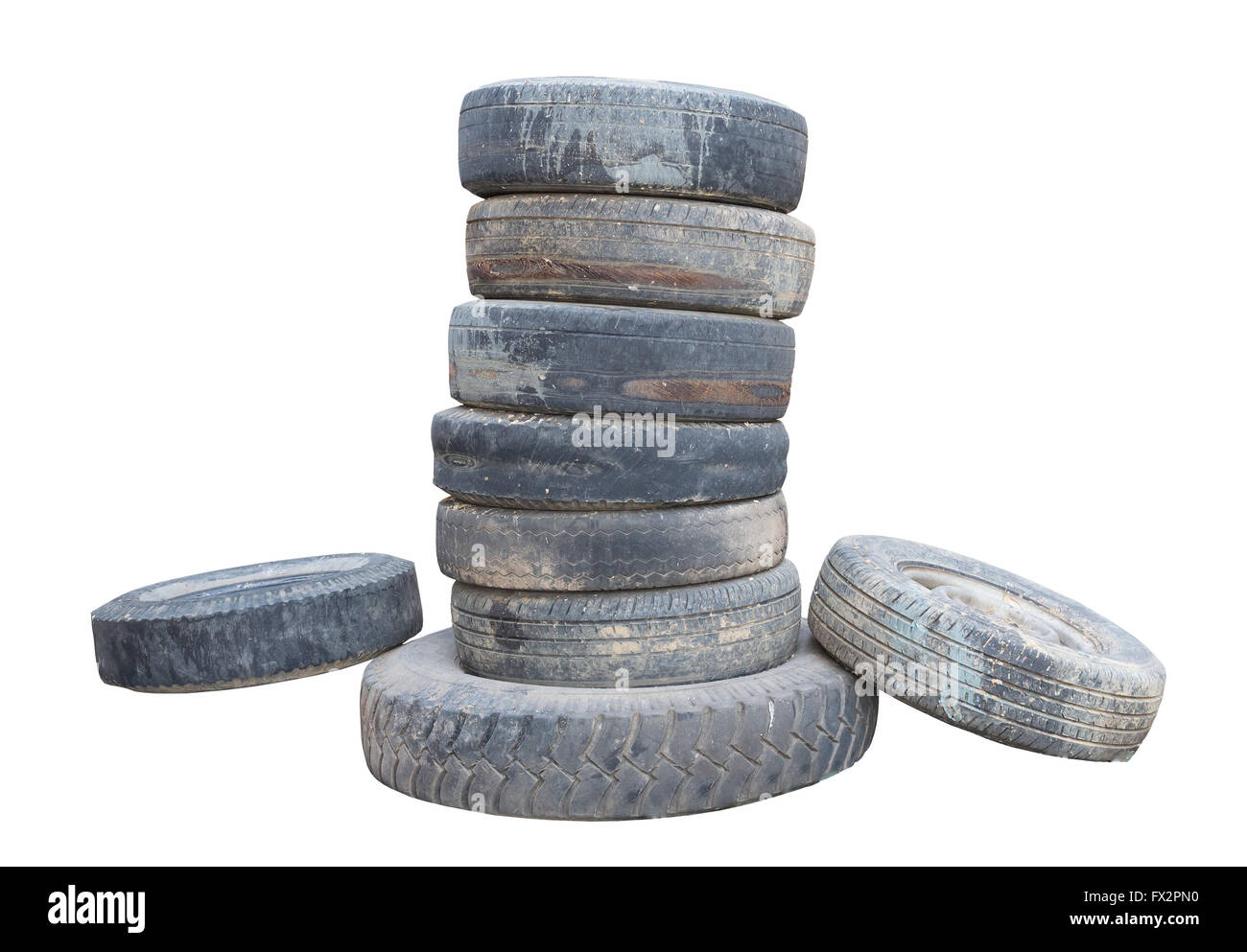 old wheel stack isolated on white background with clipping path Stock ...