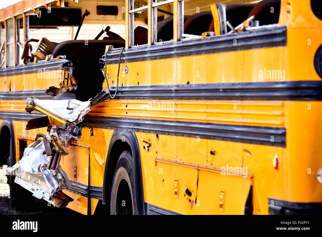 school bus damage vehicle accident collision Stock Photo - Alamy