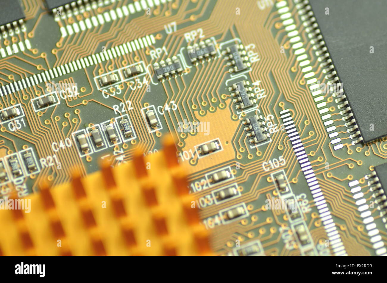 Closeup of electronic circuit board, inside of computer Stock Photo - Alamy
