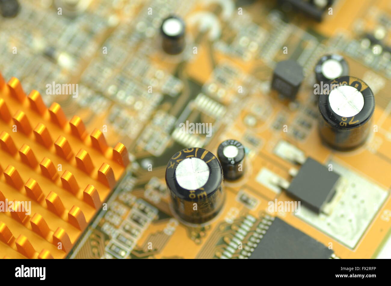 Closeup of electronic circuit board, inside of computer Stock Photo - Alamy