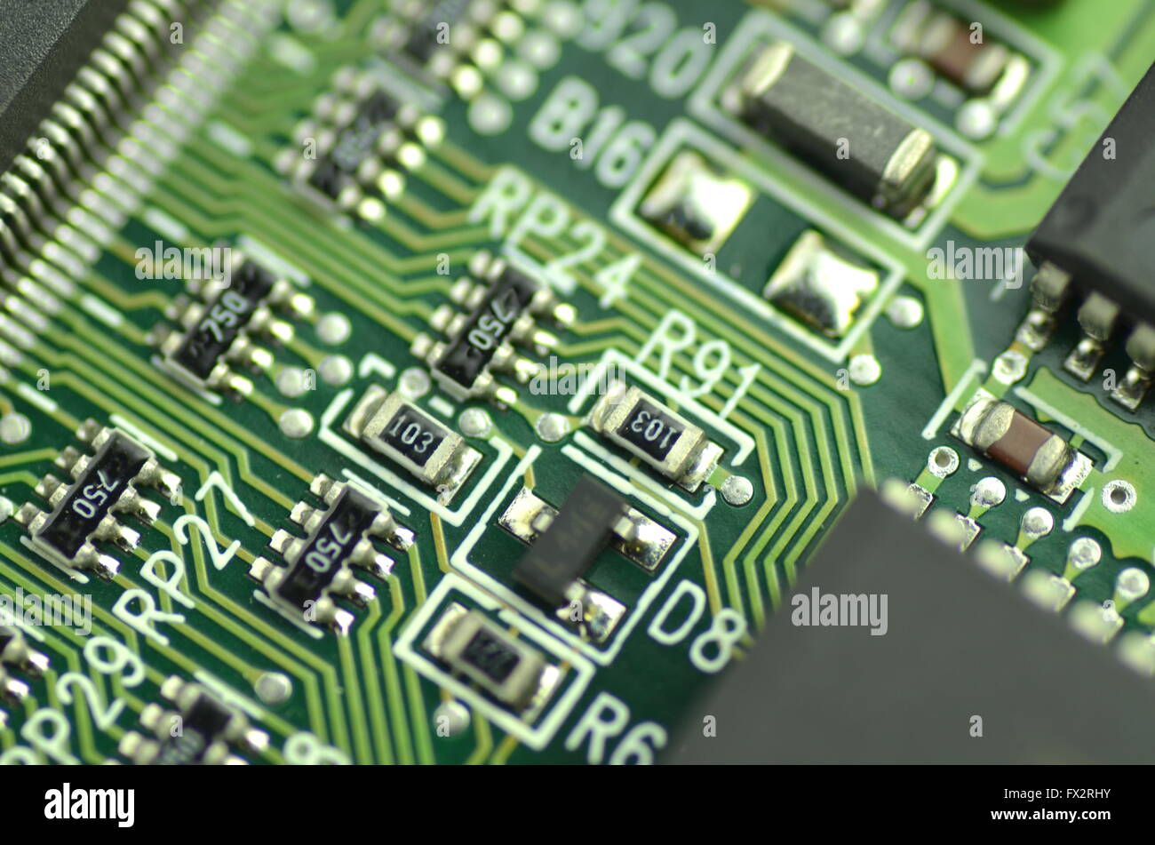 Closeup of electronic circuit board, inside of computer Stock Photo - Alamy