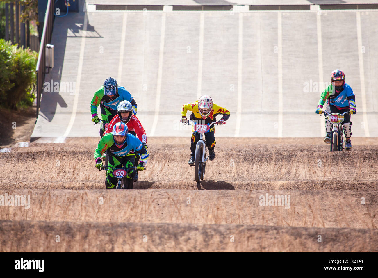 bmx riders in a competition Stock Photo - Alamy