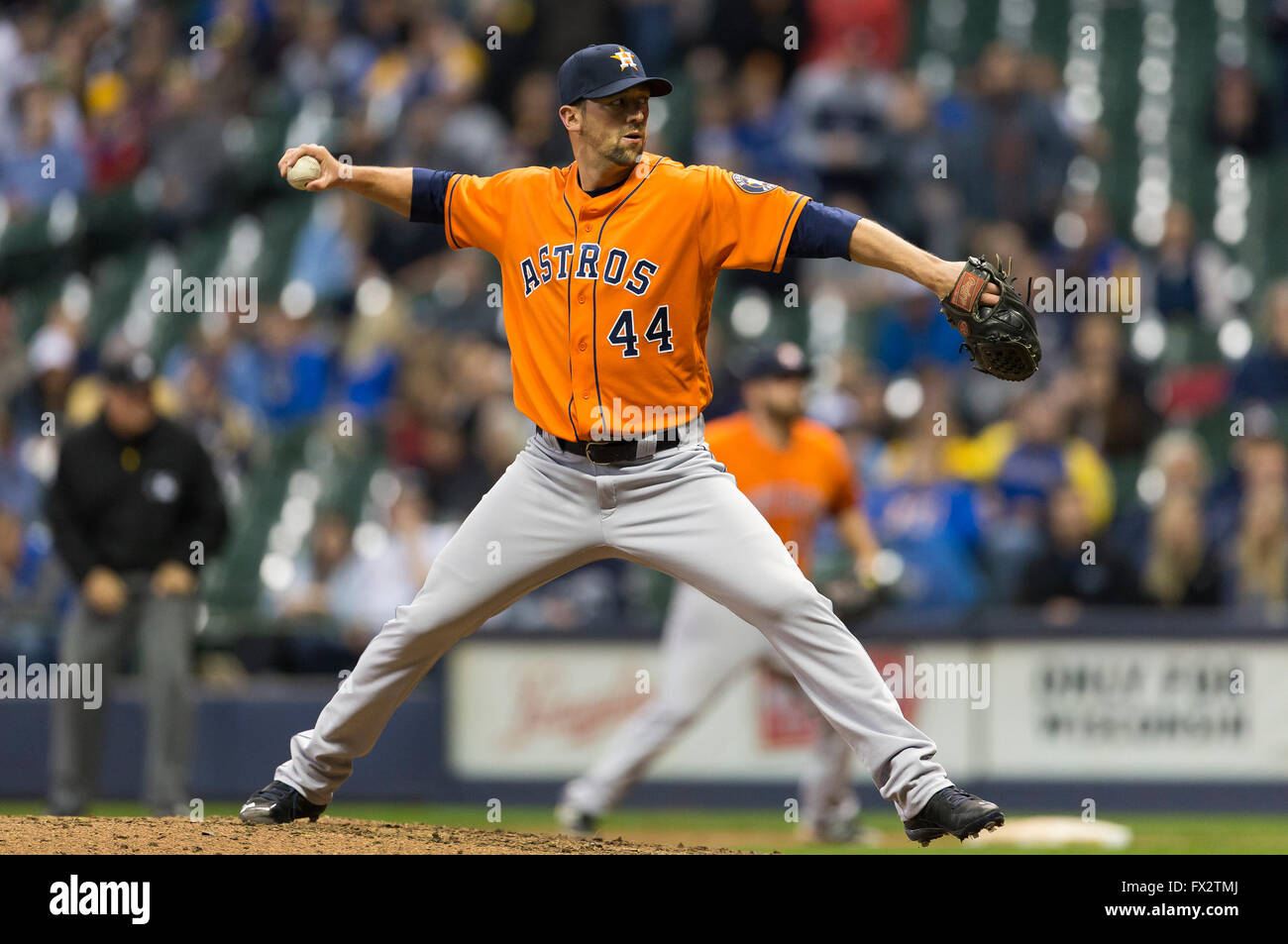 Milwaukee, WI, USA. 9th Apr, 2016. Houston Astros relief pitcher Luke ...