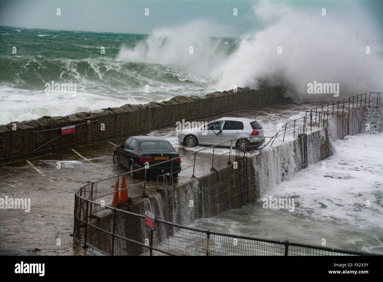 Mousehole, Cornwall, UK. 10th April 2016. UK Weather. The latest storm ...