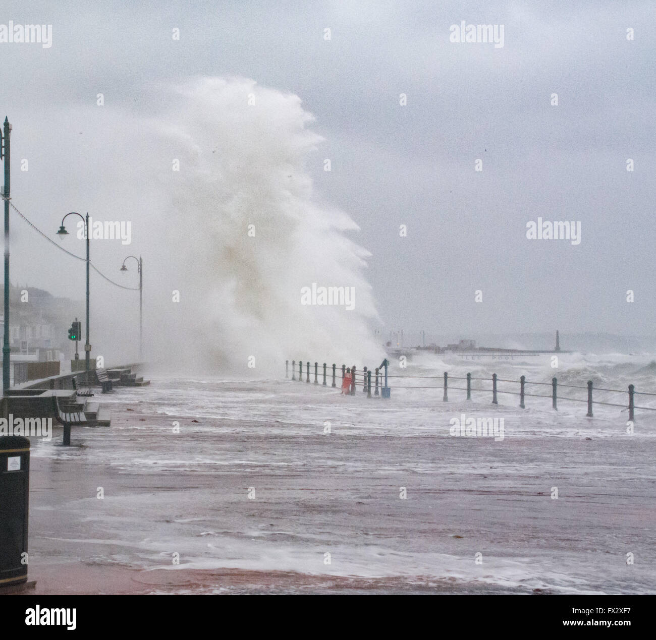 Penzance, Cornwall, UK. 10th April 2016. UK Weather. Huge Waves with ...