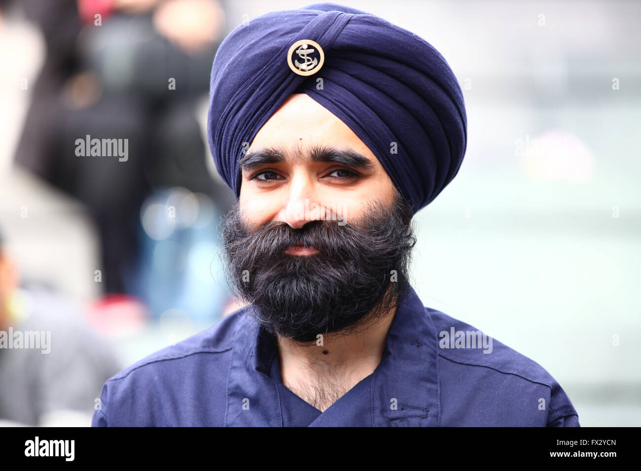 City Hall, London, UK. 9 April 2016. A Sikh soldier with a turban ...