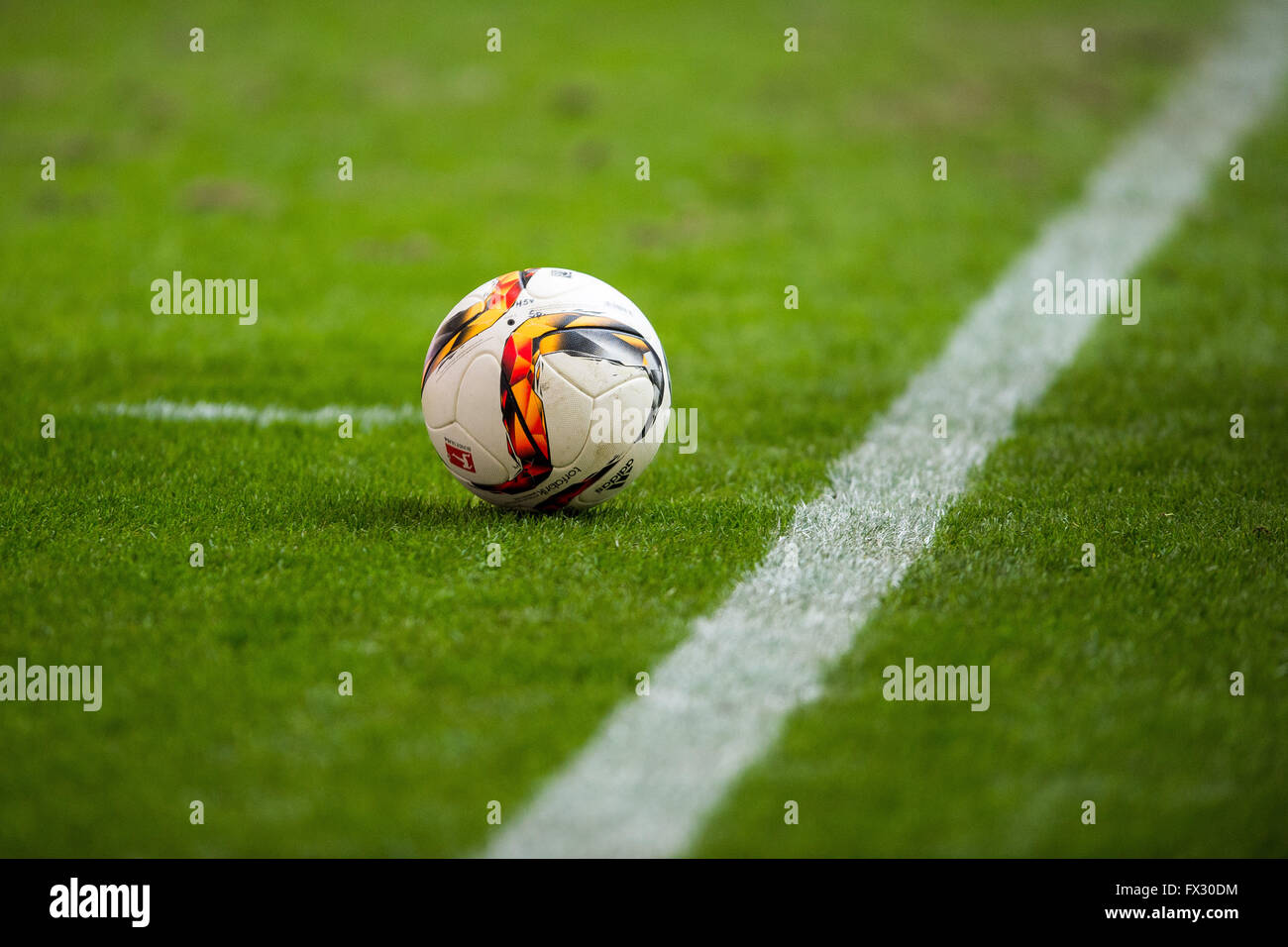 Hamburg, Germany. 09th Apr, 2016. The official ball pictured at the ...