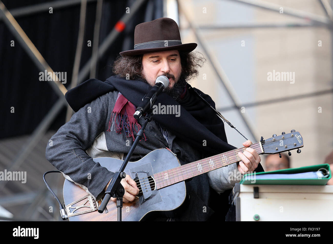 The singer Vinicio Capossela during rehearsals in San Carlo Square in ...