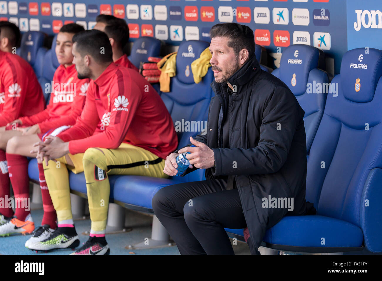 Barcelona, Spain. 9th April, 2016. Diego Pablo ' El Cholo' Simeone sits ...