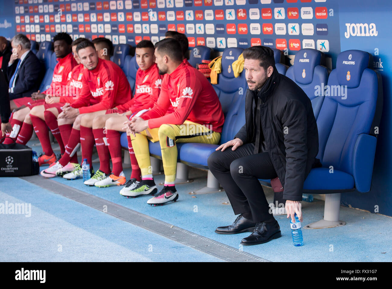 Barcelona, Spain. 9th April, 2016. Diego Pablo ' El Cholo' Simeone sits ...