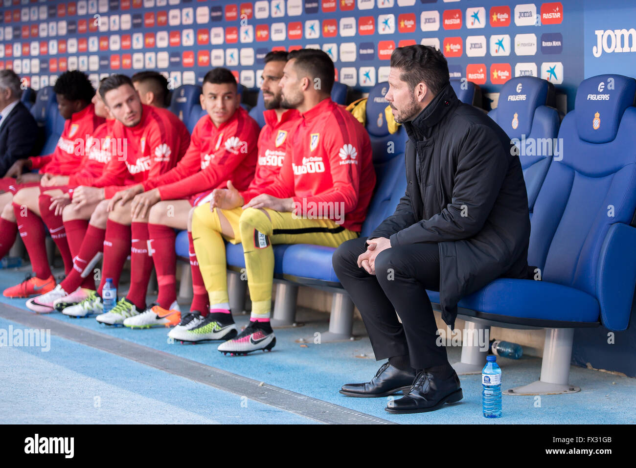 Barcelona, Spain. 9th April, 2016. Diego Pablo ' El Cholo' Simeone sits ...