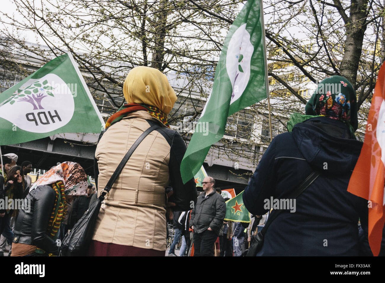 Berlin, Berlin, Germany. 10th Apr, 2016. Protesters holding flags of ...