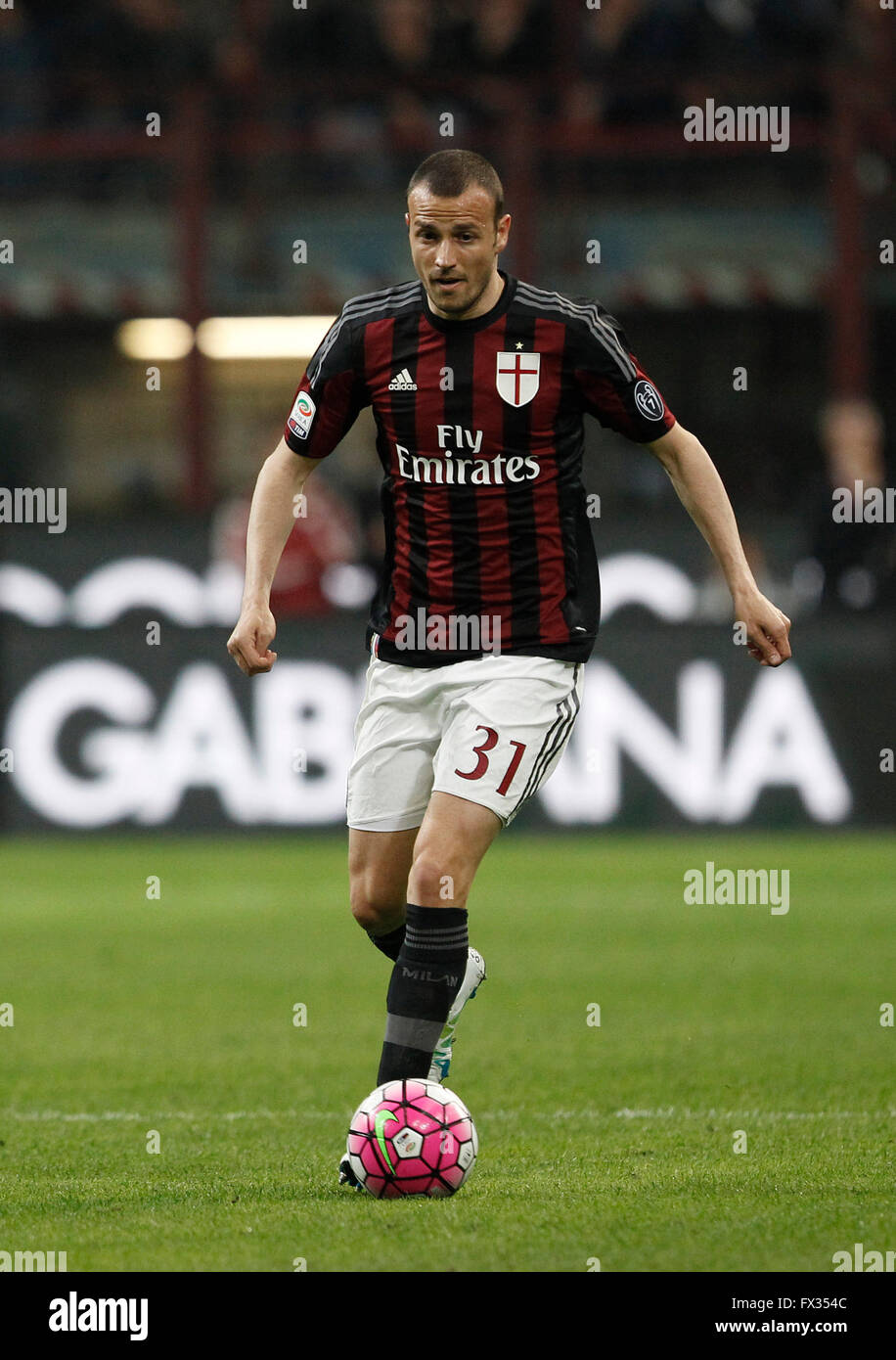 Rome, Italy. 09th Apr, 2016. AC MilanÕs Luca Antonelli in action during ...