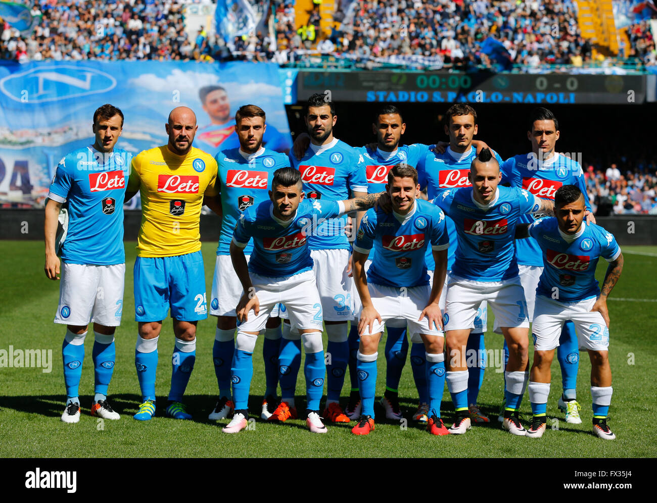 Naples, Italy. 10th Apr, 2016. Team pose for the usual photo during the ...
