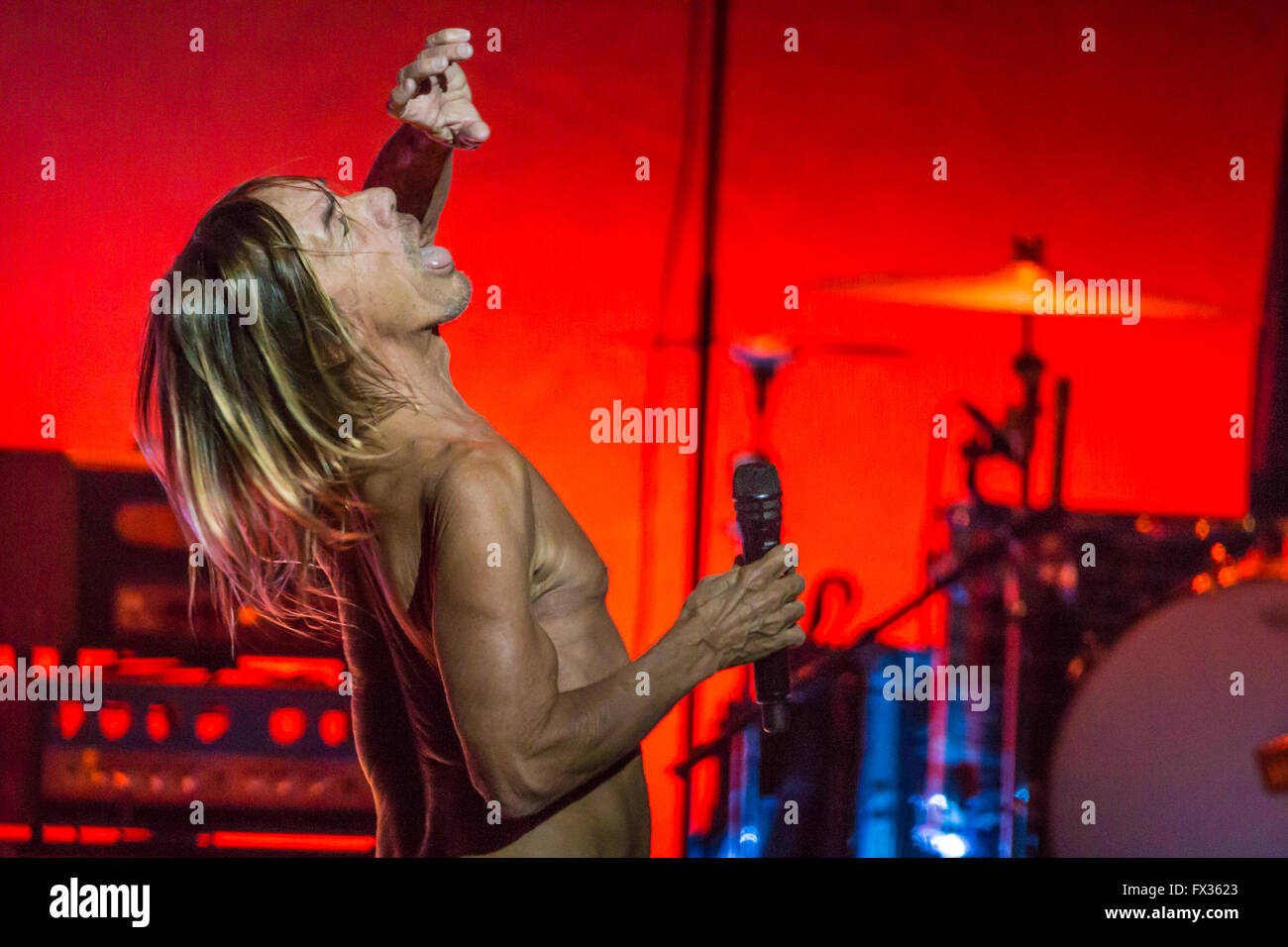 Detroit, Michigan, USA. 7th Apr, 2016. IGGY POP performing on his Post ...