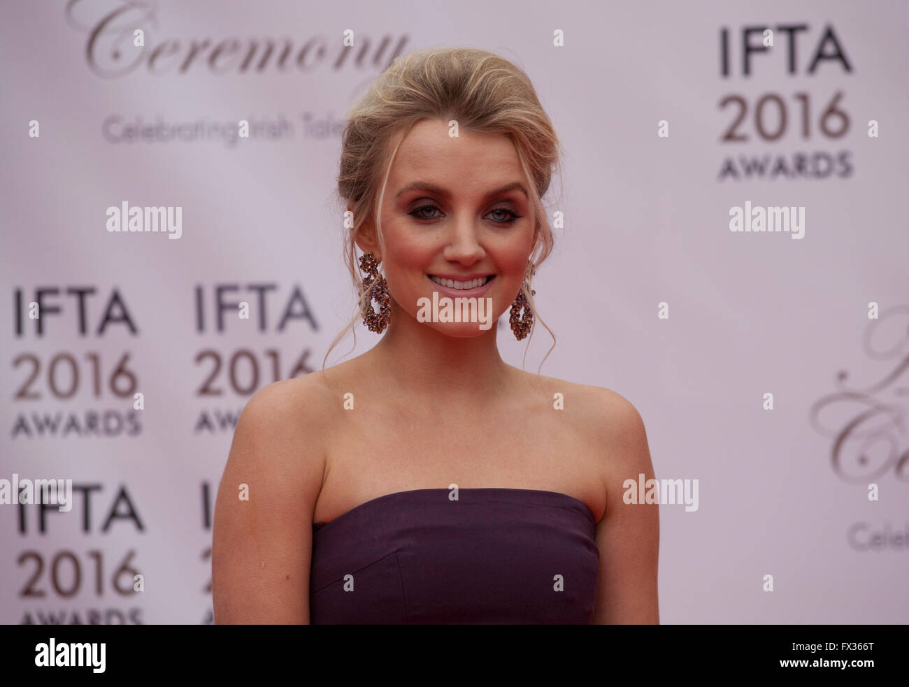 Dublin, Ireland. 9th April, 2016. Actress Evanna Lynch at the IFTA Film ...