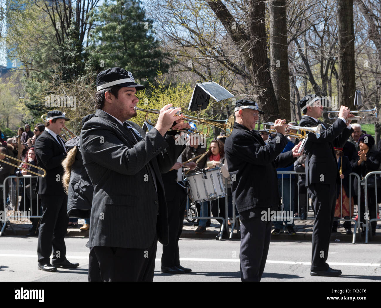 Marching brass band in the 2016 New York Greek Parade Stock Photo - Alamy