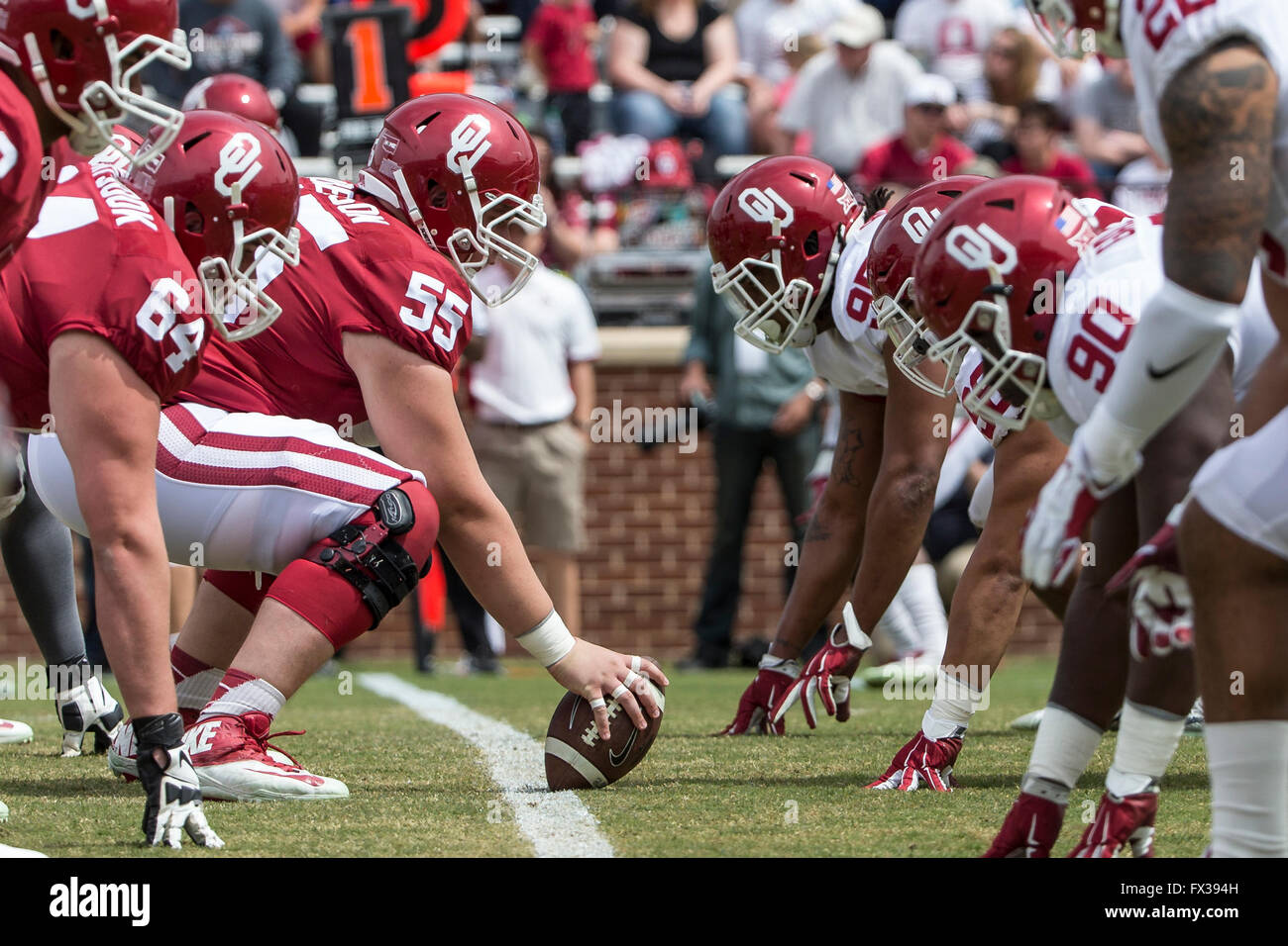 April 9, 2106: Oklahoma Sooners offensive lineman Logan Roberson (55 ...
