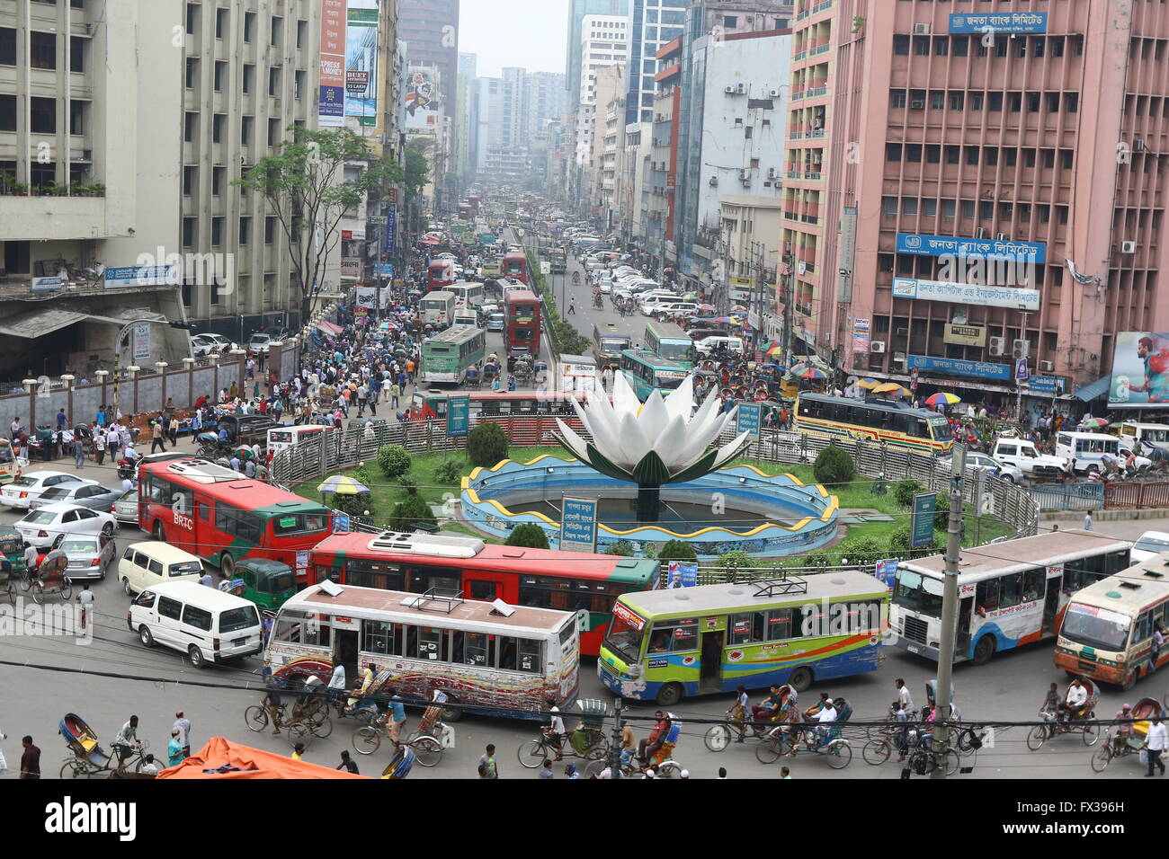 Dhaka 20 march 2016. Shapla Square (Shapla Chottor) is a huge sculpture ...