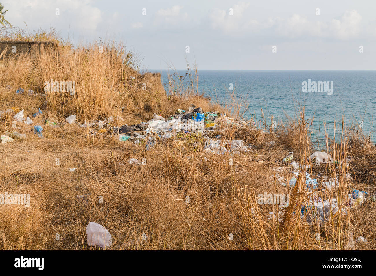 Large amounts of rubbish in India near the Varkala beach Stock Photo ...