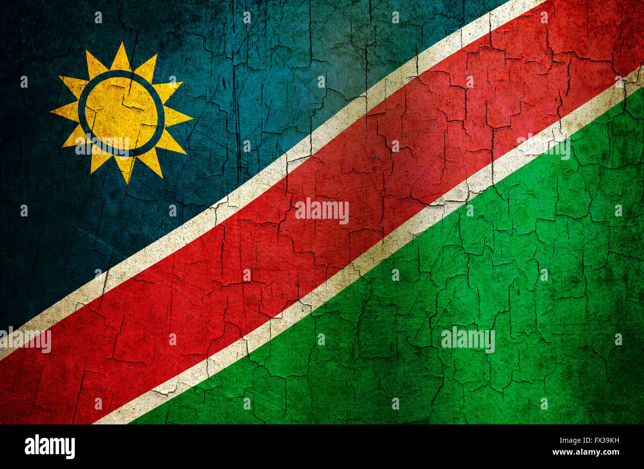 Namibian flag on an old cracked wall Stock Photo - Alamy