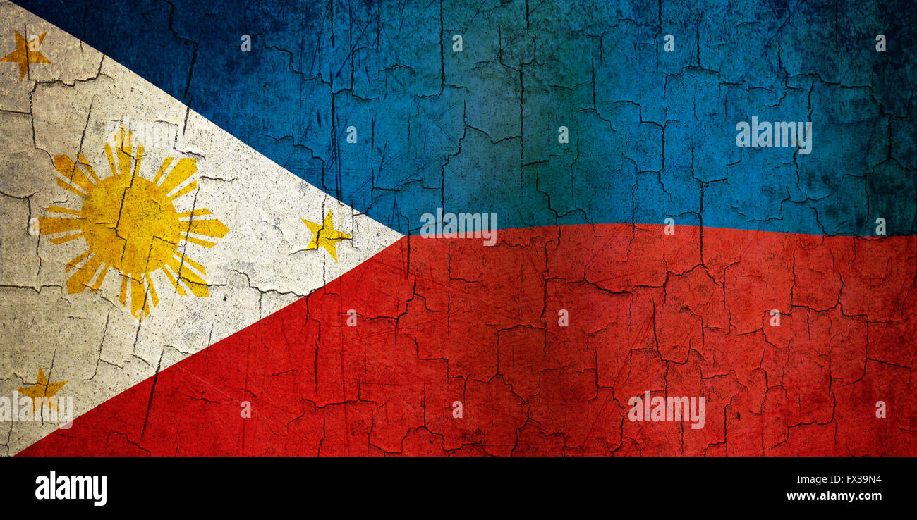 Philippines flag on an old cracked wall Stock Photo - Alamy