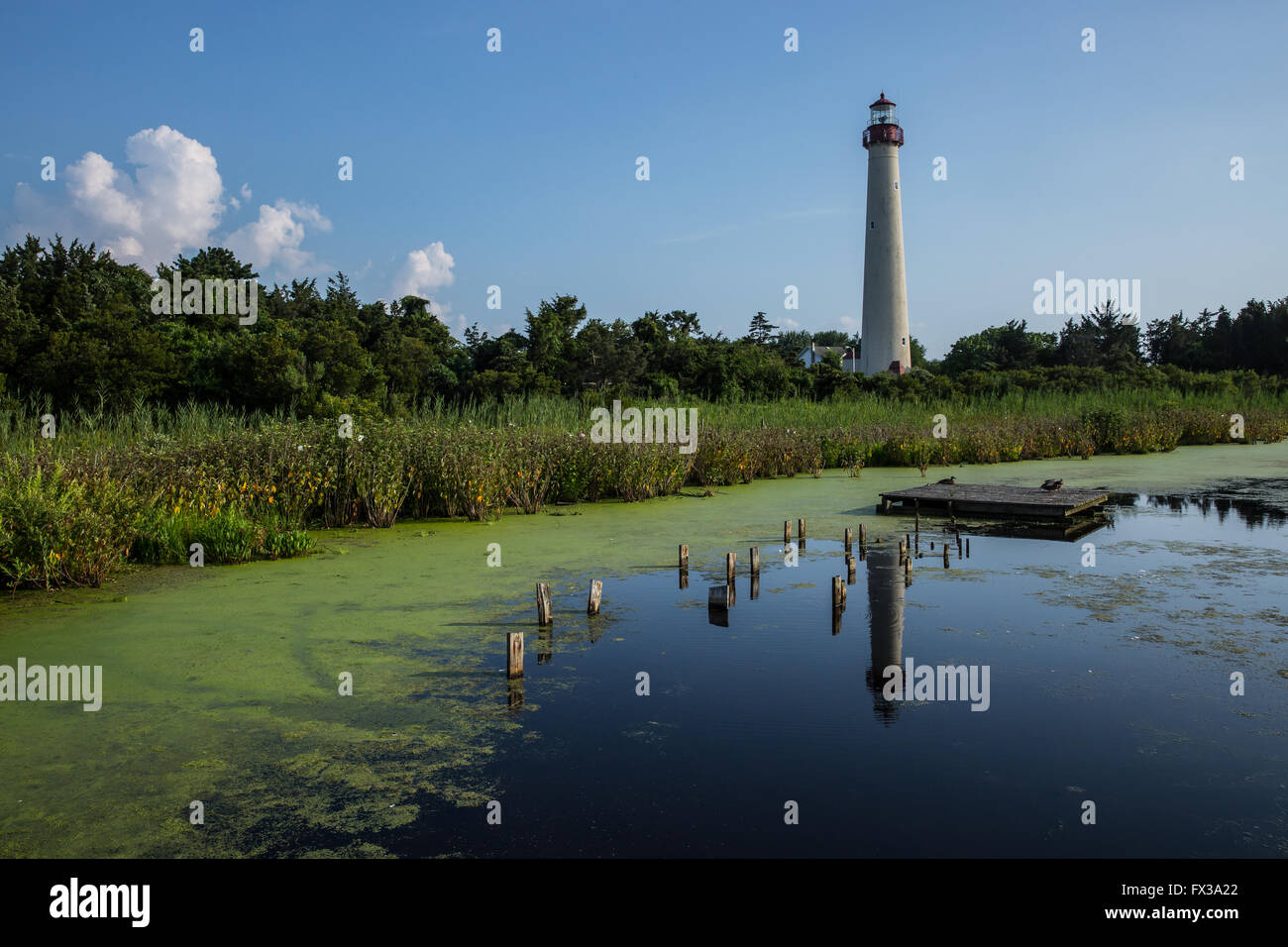 Famous travel destination Nj shore Cape May lighthouse sits with views ...
