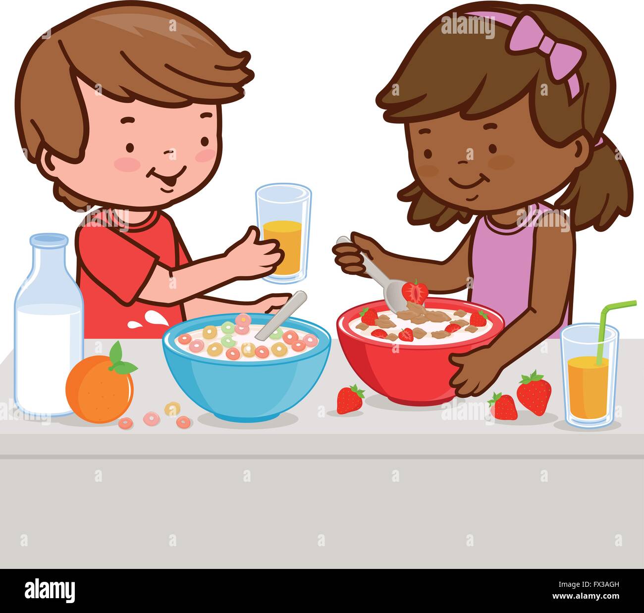 Two eating children children Stock Vector Images - Alamy