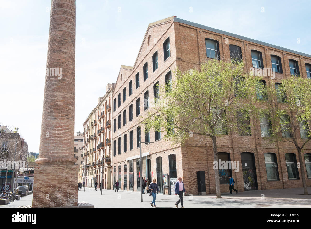 Industrial heritage old building now used as a Library in Poblenou ...