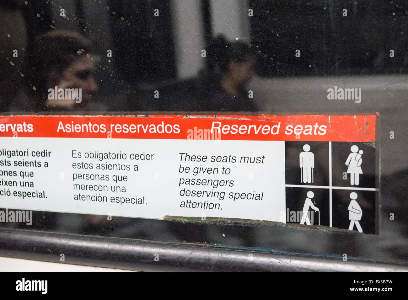 Attention. Rules on a train in metro Barcelona,Catalonia,Spain,Europe ...