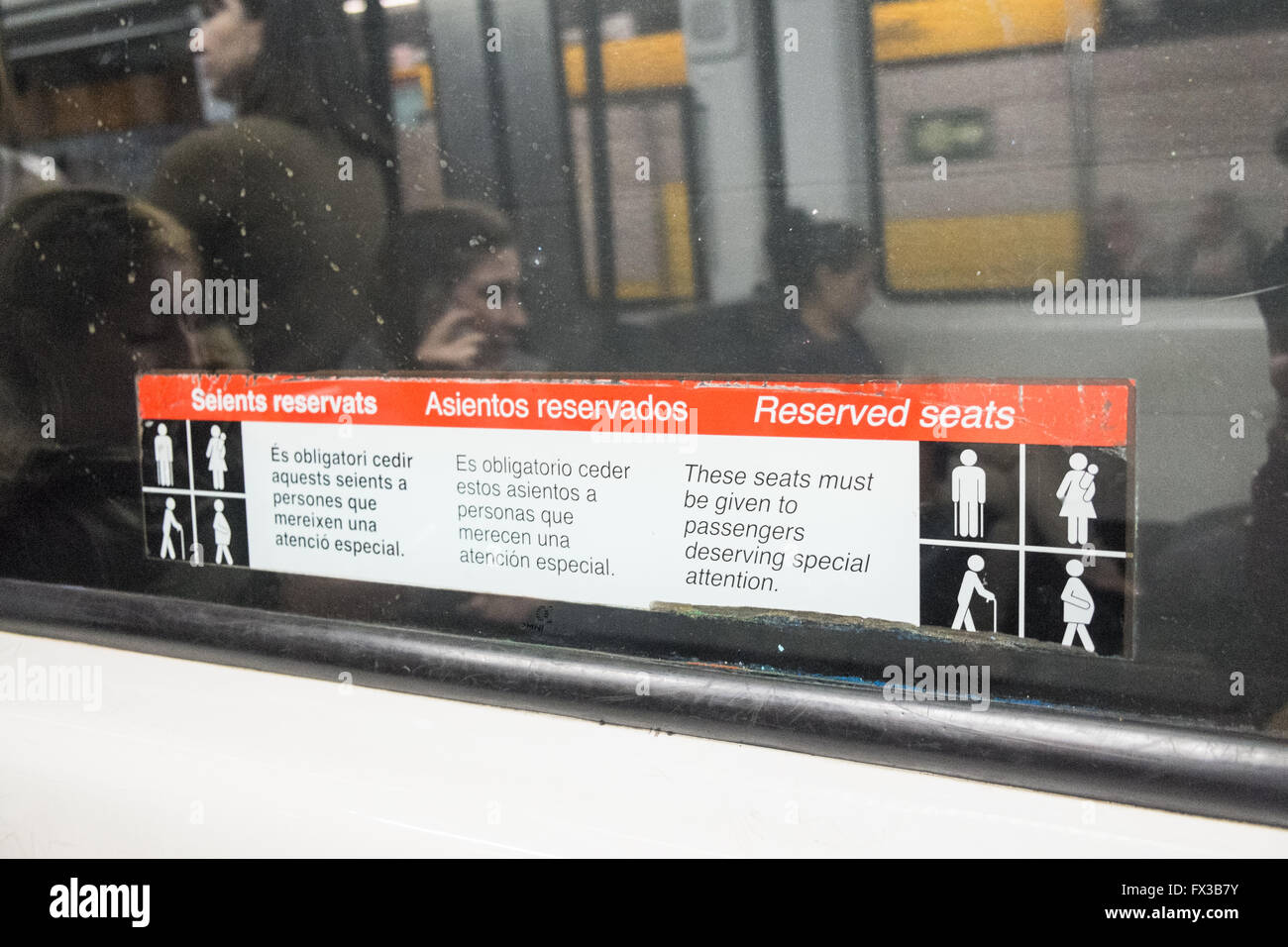 Attention. Rules on a train in metro Barcelona,Catalonia,Spain,Europe ...