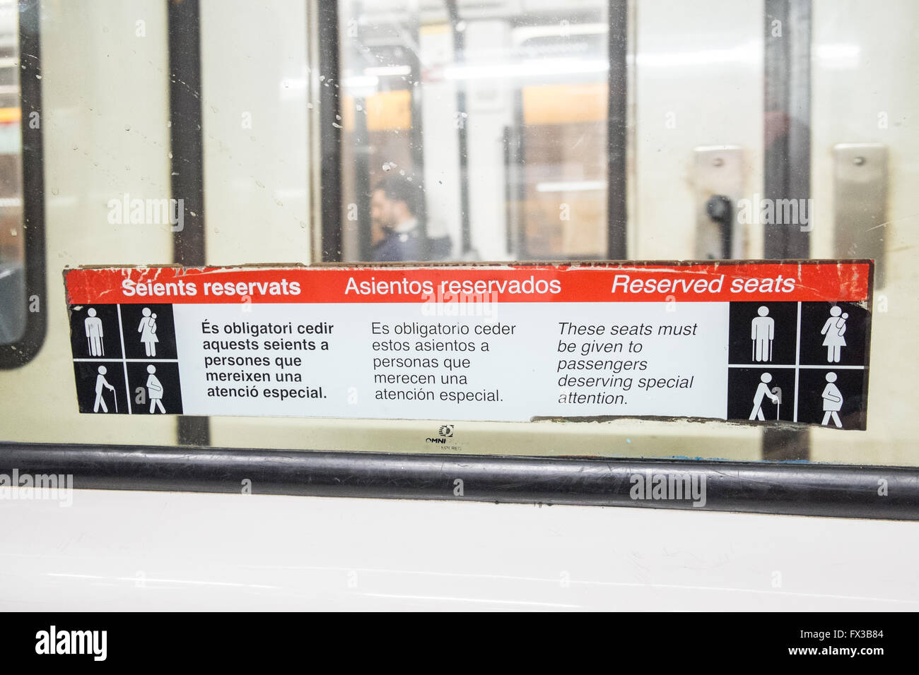 Attention. Rules on a train in metro Barcelona,Catalonia,Spain,Europe ...