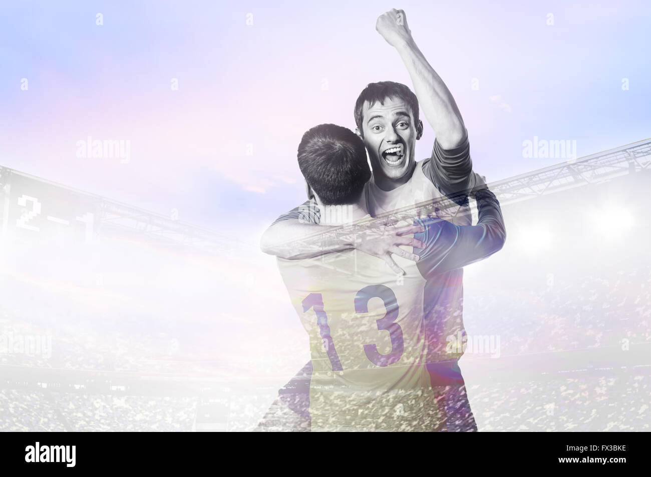 players celebrating goal Stock Photo - Alamy