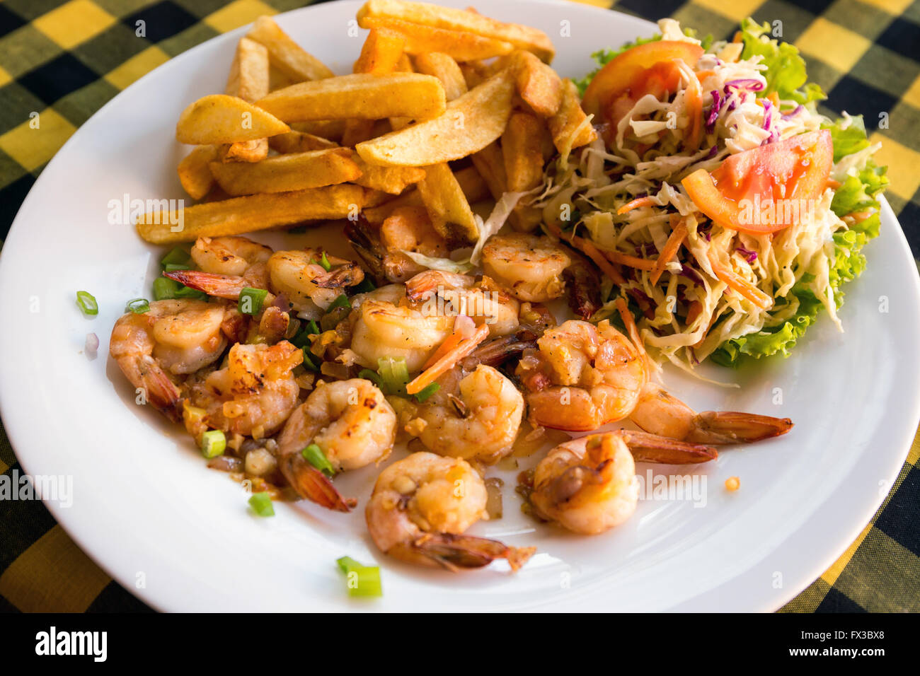 Barbecued Prawns with potatoes at restaurant, Negombo beach, Sri Lanka ...