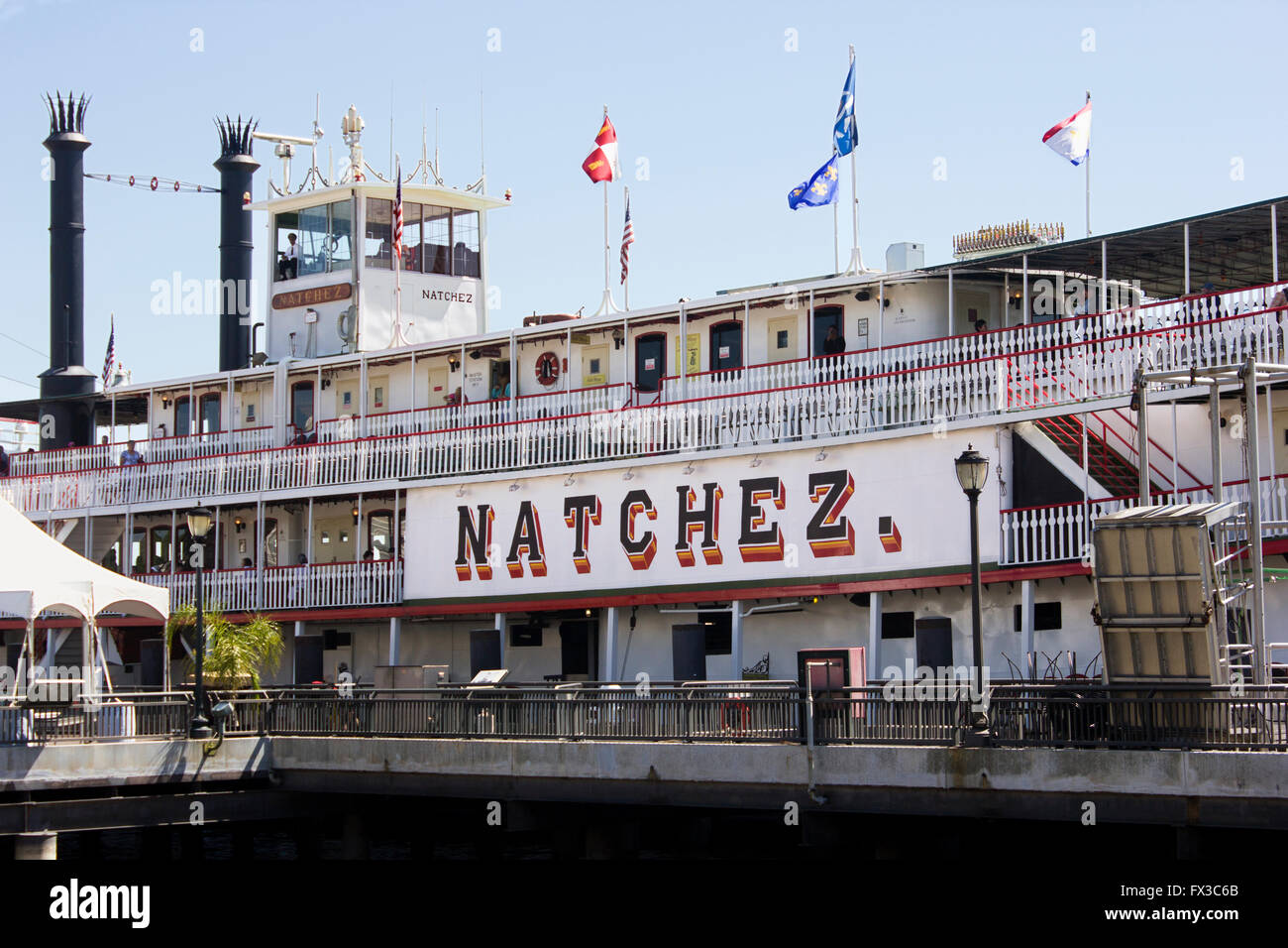 The steamboat Natchez docked in New Orleans on the Mississippi River ...