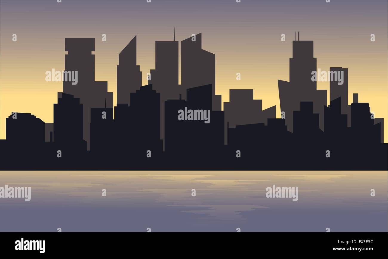 Silhouette of city with black background Stock Vector Image & Art - Alamy