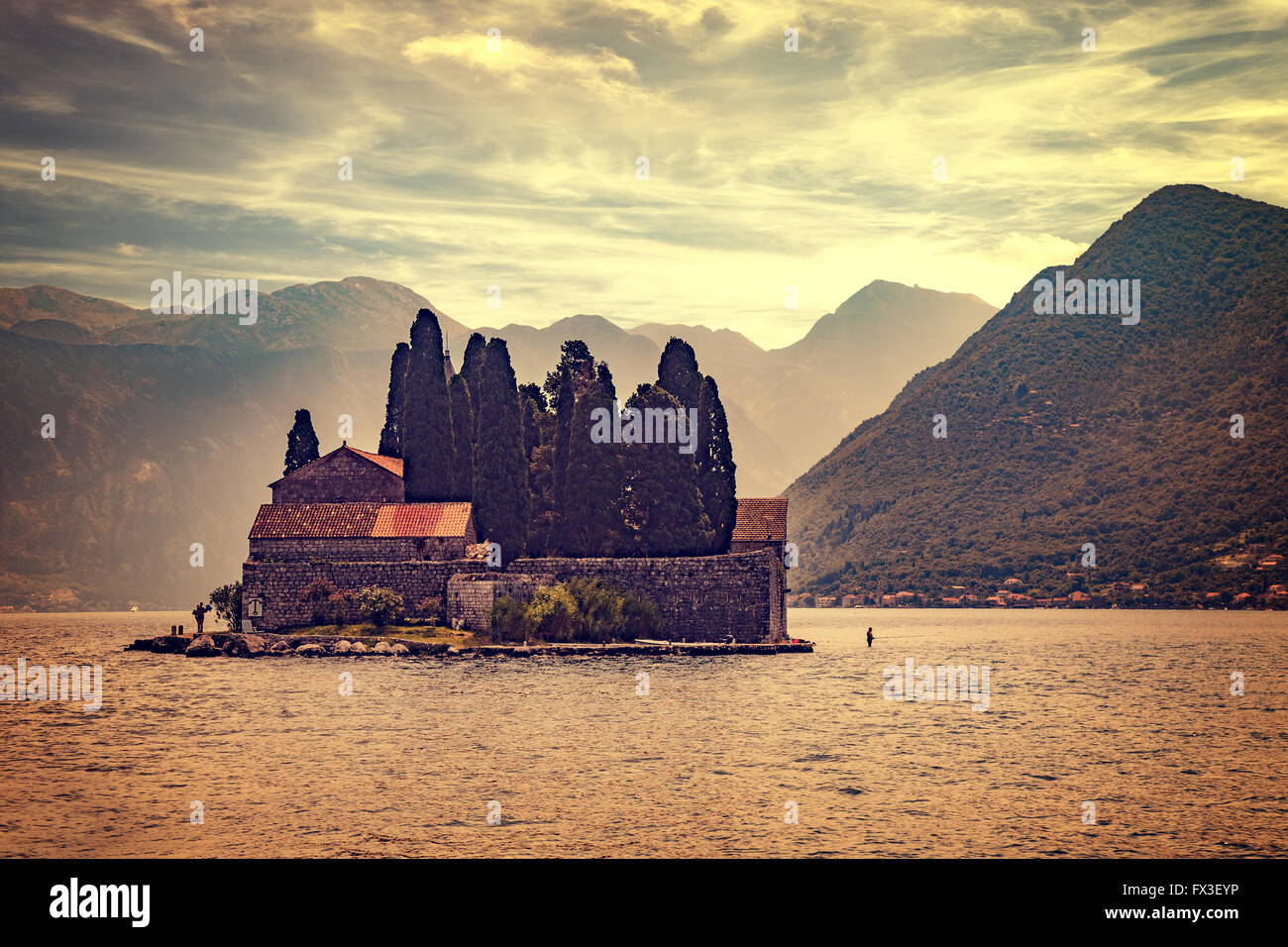 Old monastery on the island of St. George in Kotor, Montenegro Stock ...